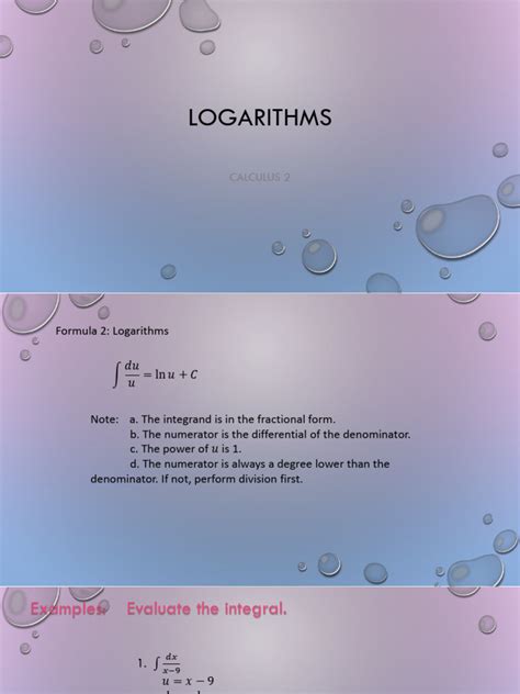 Formula 2 Integration By Logarithms Pdf Numbers Combinatorics