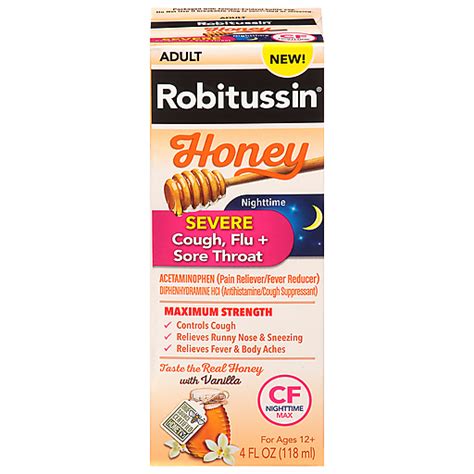 Robitussin Adult Maximum Strength Honey Nighttime Severe Cough Flu