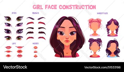 Girl Face Avatar Construction Kit Royalty Free Vector Image