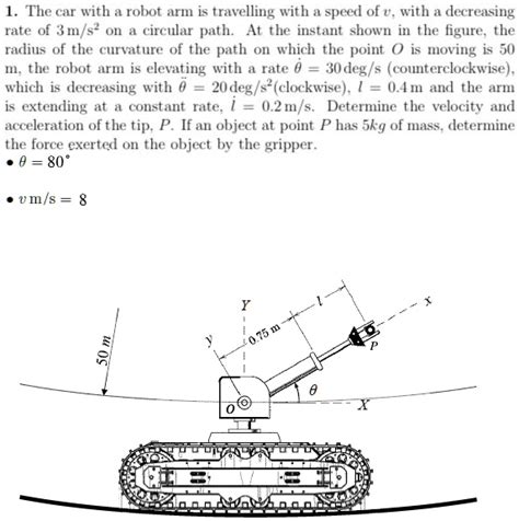 SOLVED The Car With A Robot Arm Is Traveling With A Speed Of V With A Decreasing Rate Of M S
