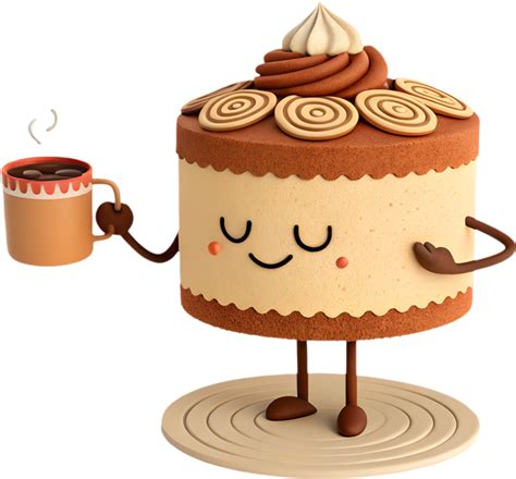 Cake Cartoon Character With Colorful Pose For Celebration Event Clipart
