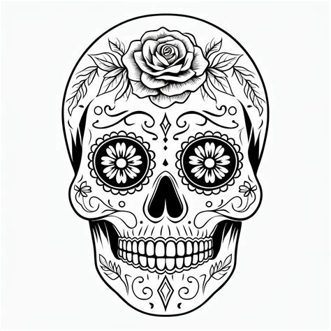 Intricate White Sugar Skull Pattern For Dia De Los Muertos Seamless