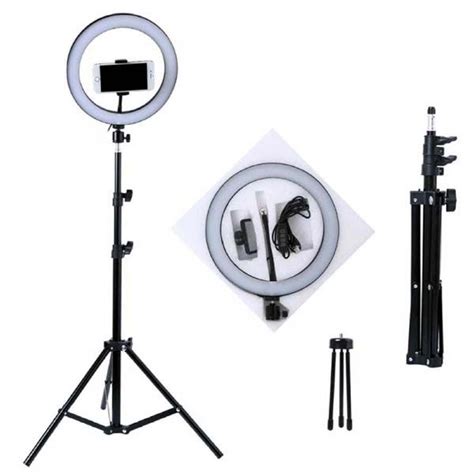 Triped Stand Ring Light 10 Studo Set For Youtubefacebook Live Video
