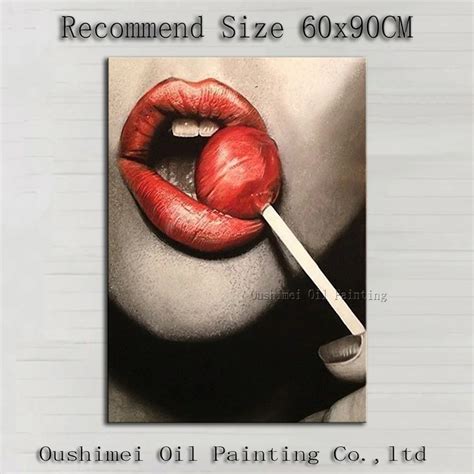 Free Shipping Artist Hand Painted High Quality Modern Sexy Lady Lips