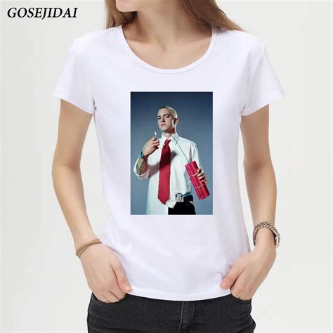 New Fashion Poster Eminem Printed Women T Shirt Hip Hop Lady Cool Rapper Tops Elastic Soft T