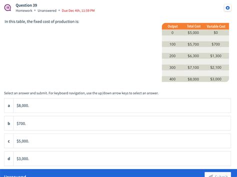 Solved In This Table The Fixed Cost Of Production Is Chegg Com