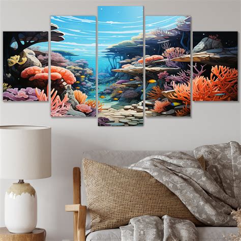 Highland Dunes Underwater Coral Reef Depths Iii Coral Wall Art Print