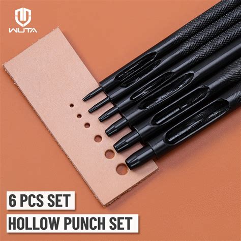 Wuta Black Round Leather Hole Punch Set 6 Pcs Shopee Malaysia