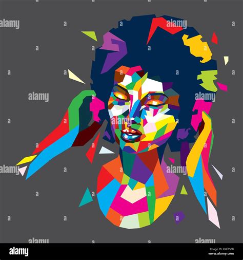 Abstract Female Head Made Of Colorful Polygons Illustration Stock