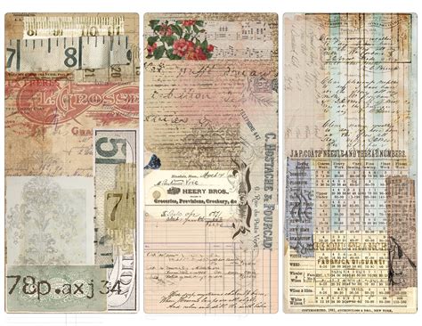 Printable Journal Cards Ephemera Collage Cards Vintage Junk Journal