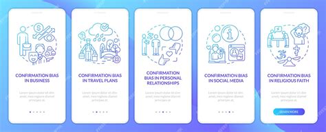 Premium Vector Common Confirmation Biases Blue Gradient Onboarding Mobile App Screen