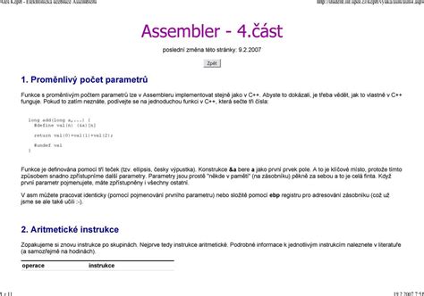 Assembler 4 část Poslední Změna Této Stránky Zpět Pdf Free Download