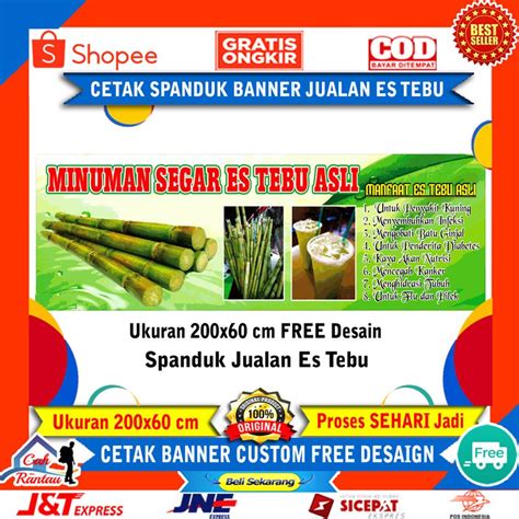 Jual Spanduk Jualan Es Tebu Banner Jual Es Tebu Murni Asli Sehat Dan