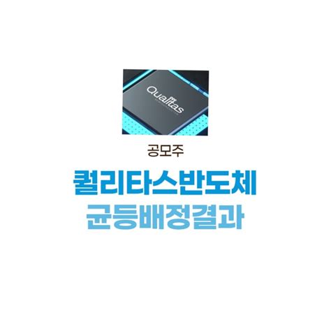 10월 공모주 퀄리타스반도체 청약 결과 기업 정보 네이버 블로그
