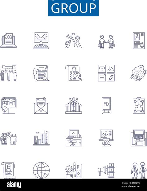 Group Line Icons Signs Set Design Collection Of Collective Crowd Clique Congregation