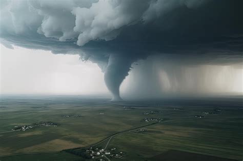 Premium Ai Image Aerial View Of Tornado With Storm Clouds Spinning