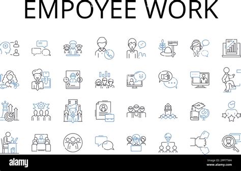 Empoyee Work Line Icons Collection Staff Duties Labor Inputs