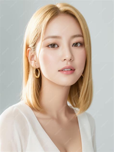 Premium Photo Young Asian Beauty Office Lady Blonde Hair With Korean
