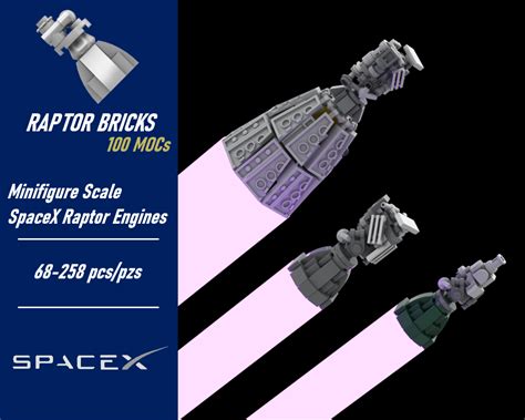 Lego Moc Spacex Raptor Engine Collection At 142 Scale By Raptor