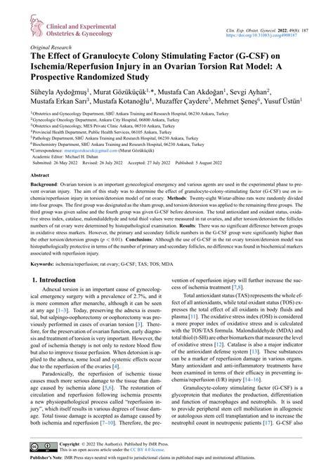 Pdf The Effect Of Granulocyte Colony Stimulating Factor G Csf On