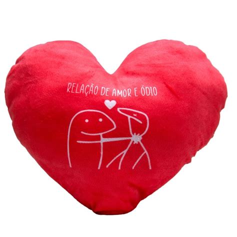 Almofada Decorativa Coração Médio Relação De Amor E Ódio Vermelho