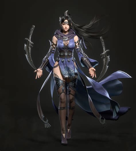 배경 화면 CGI 여자들 검은 머리카락 전사 긴 머리 바람 헤어 액세서리 드레스 갑옷 파란색 옷 허벅지
