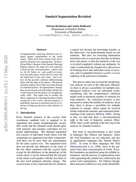 Compound Sanskrit Segmentation Revisited Pdf Parsing Word