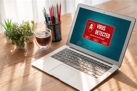Virus Warning Alert On Computer Screen Detected Modish Cyber Threat Stock Image Image Of