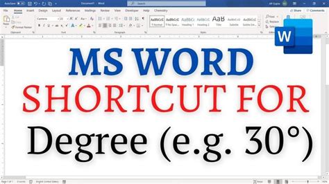 Shortcut To Type Degree Symbol In Word