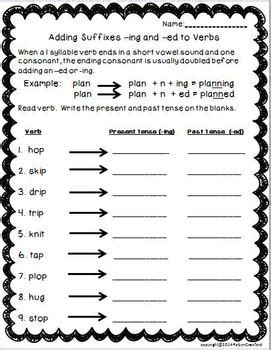 Past And Present Tense Adding Suffixes Ed And Ing By The Honey Pot