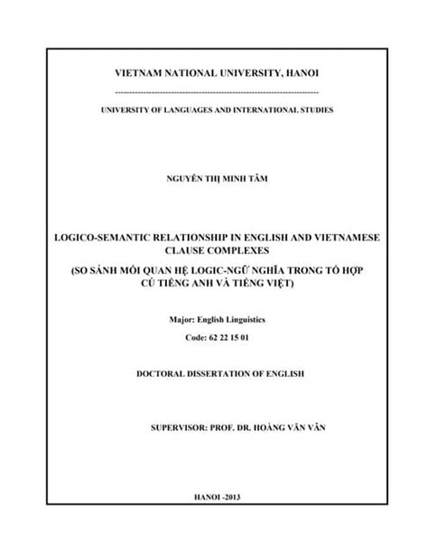 Logico Semantic Relationship In English And Vietnamese Clause Complexespdf