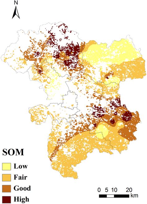 Spatial Distribution Patterns Of Som Estimated By Ordinary Kriging