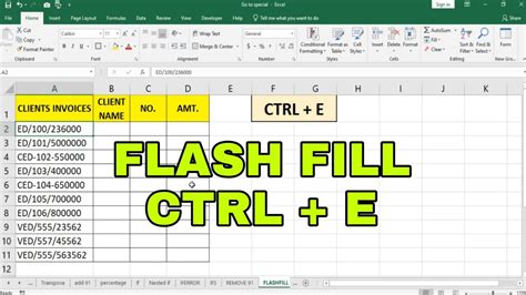 flash fill in excel ctrl e youtube