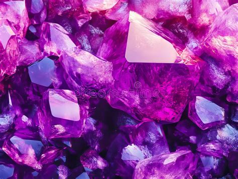 A Pile Of Purple Crystals With A Triangle In The Middle Stock Image