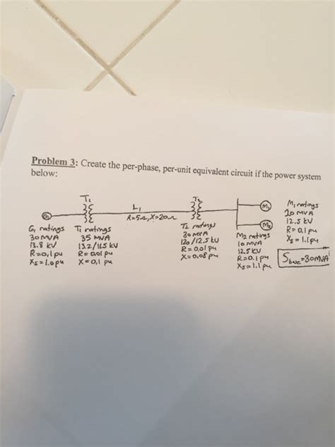 Solved Create The Per Phase Per Unit Equivalent Circuit If