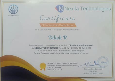 Aws Cloudcomputing Internship Nexilatechnologies Learningbydoing Cloudengineer
