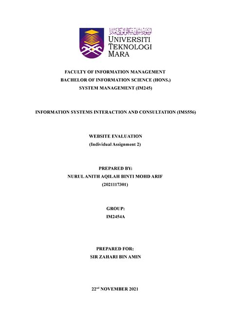 Assignment 2 Faculty Of Information Management Bachelor Of