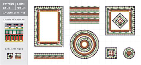 고대 이집트 국가 장식 패턴 No 06 이집트 브러쉬 밴드 테두리 프레임입니다 원 및 정사각형 프레임 원활한 타일 0명에 대한 스톡 벡터 아트 및 기타 이미지 Istock