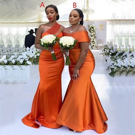 Mismatched Burnt Orange Mermaid Maxi Long Wedding Guest Bridesmaid Dre