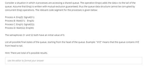 Solved Consider A Situation In Which 4 Processes Are Chegg Com