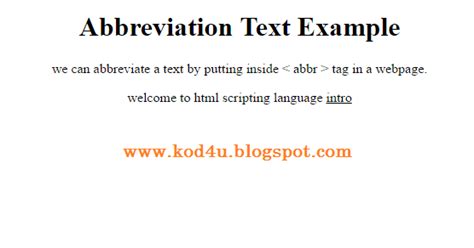 Html Abbreviation Text Tag Example