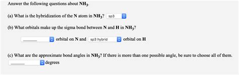 Solved Answer The Following Questions About NH3 A What Is Chegg