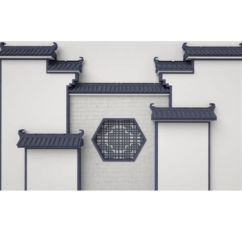 新中式复古徽派山水装饰饭店书房背景墙布手绘水墨马头墙建筑壁画 虎窝淘