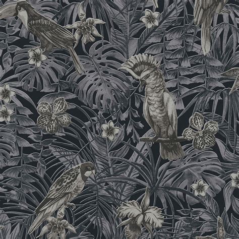 A S Création Papier peint Intissé Greenery jungle crème noir gris wall art fr