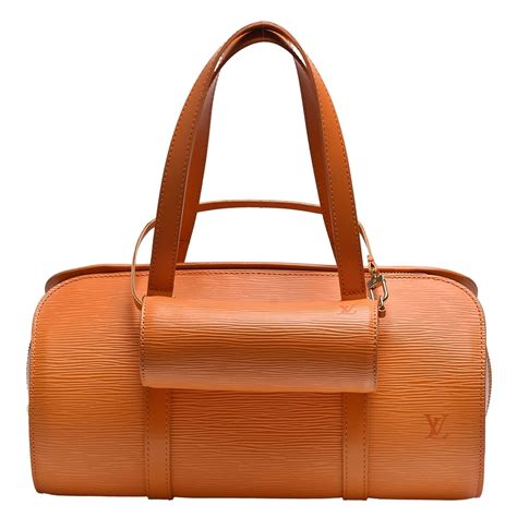 Lv M5222h經典epi水波紋牛皮拉鍊手提圓筒包橘色 Lv路易威登 Yahoo奇摩購物中心