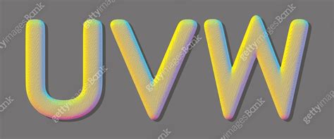 U V W Letters Voxel Art Design Elements 3d Vector Illustration