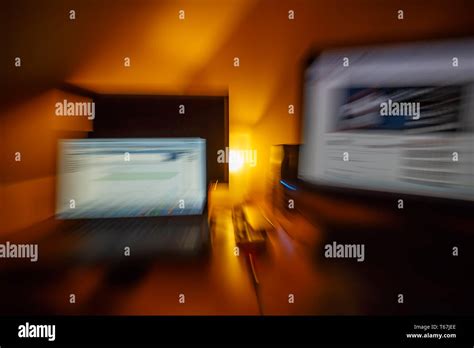 Abstract Blurry Computer Workstation Stock Photo Alamy