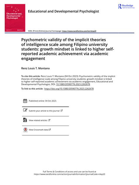 Psychometric Validity Of The Implicit Theories Of Intelligence Scale