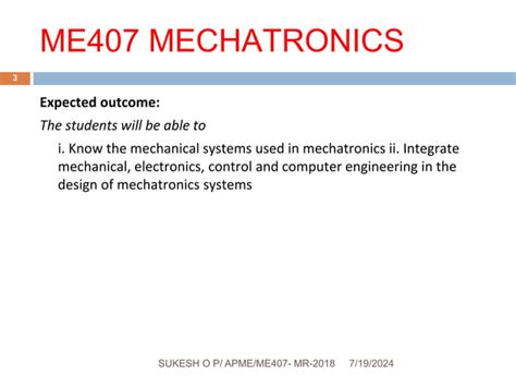 Mechatronics System For Different Function And Controller Design Ppt