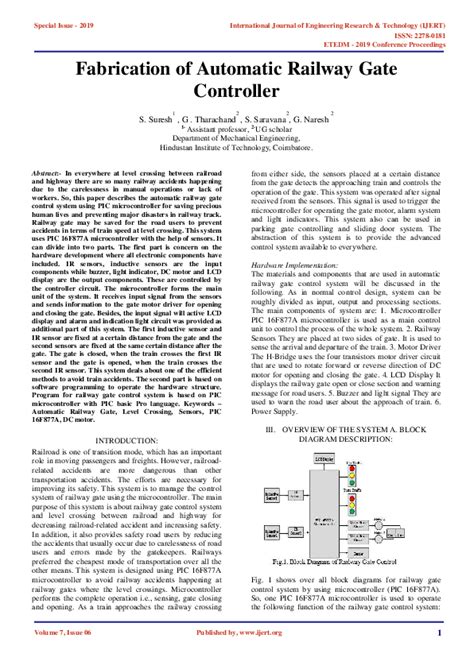 Pdf Ijert Fabrication Of Automatic Railway Gate Controller Ijert